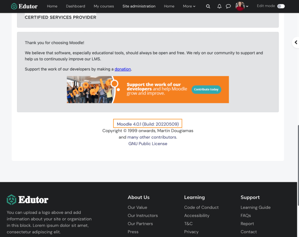 How To Check Your Moodle Site's Version And Build - eLearning Themes