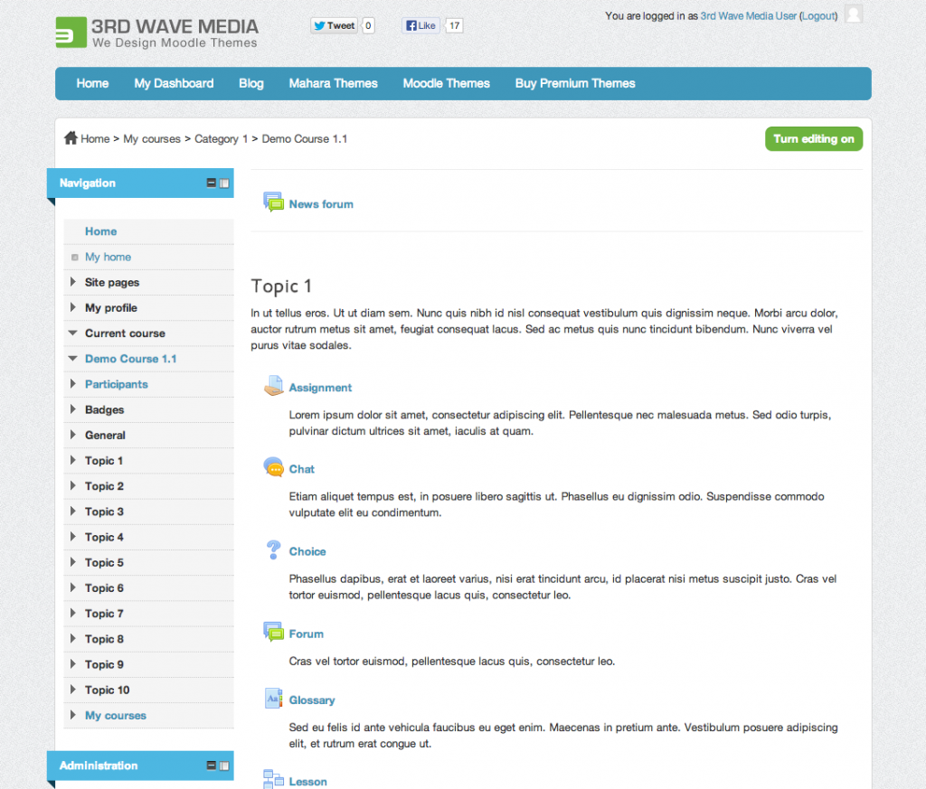 How to set a different theme for a Moodle course - eLearning Themes