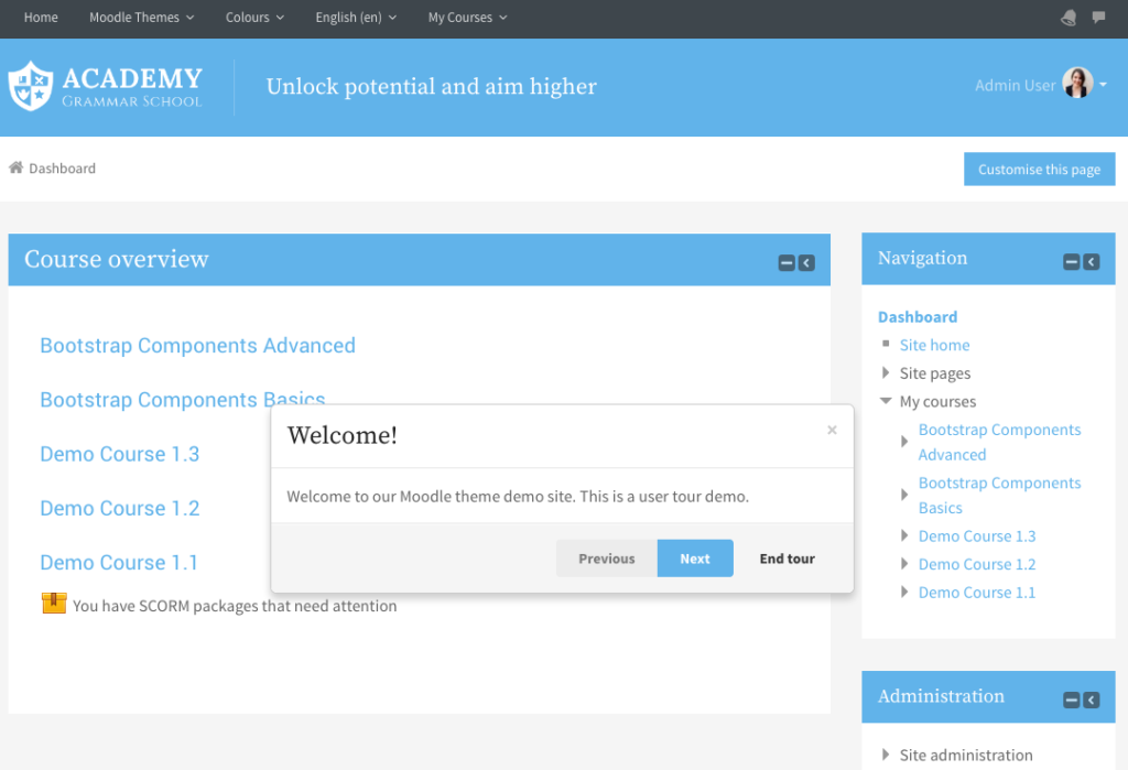 How to setup a user tour in Moodle - eLearning Themes