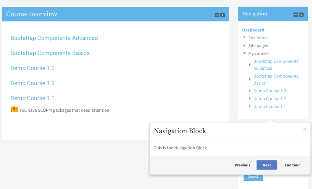 How to setup a user tour in Moodle - eLearning Themes