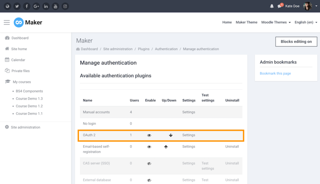 How to add social logins (Facebook/Google/Linkedin) in your Moodle site