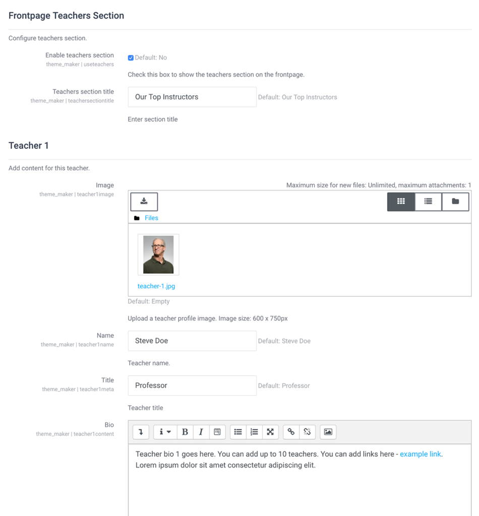 Moodle Theme Maker - New Frontpage Teachers Section - eLearning Themes