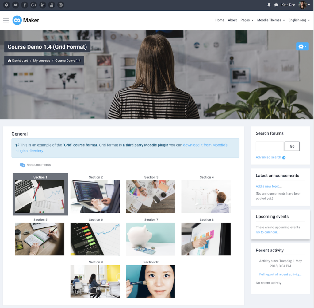 Maker - a Boost based Moodle Theme