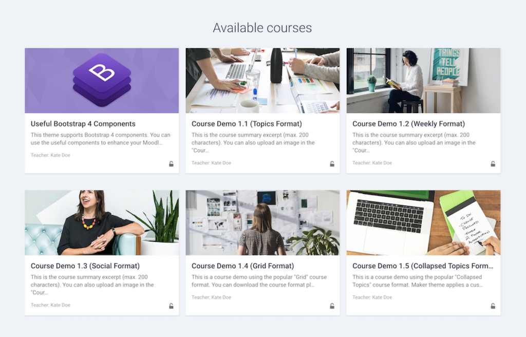 Moodle Theme Maker for Moodle: New course list layout styles for your ...