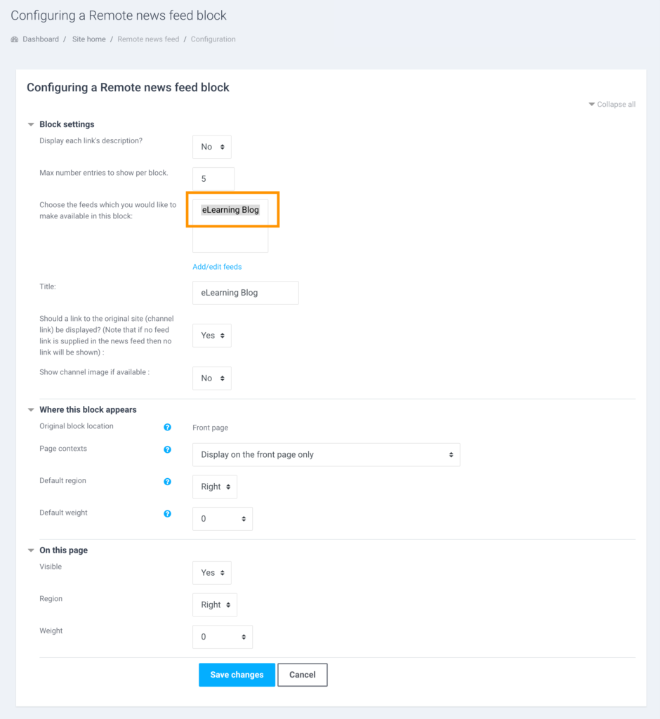 How to add an external blog feed to your Moodle site - eLearning Themes