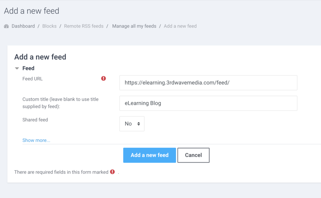 How to add an external blog feed to your Moodle site - eLearning Themes
