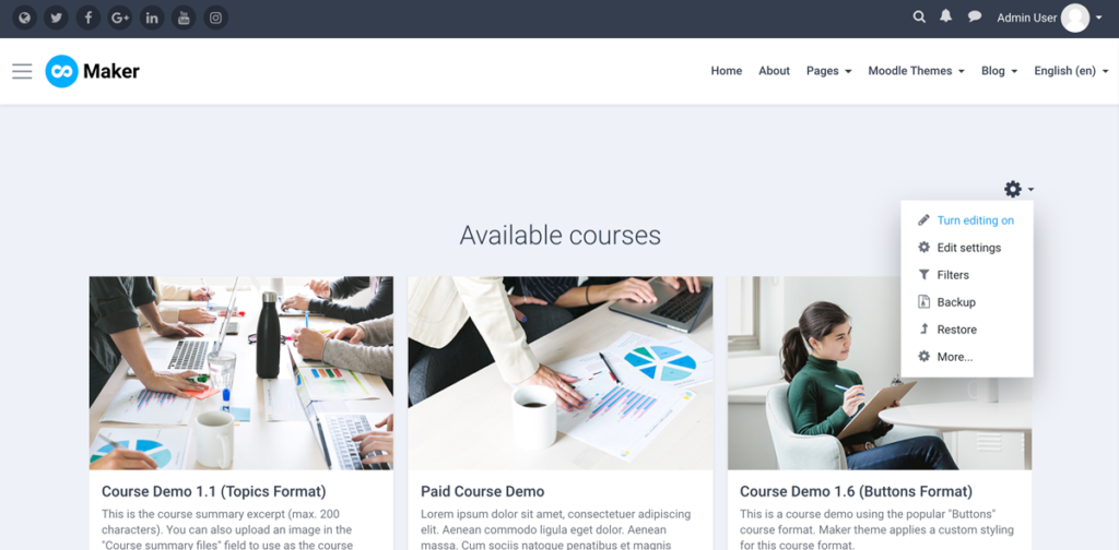 How to add/remove Moodle blocks on your frontpage - eLearning Themes