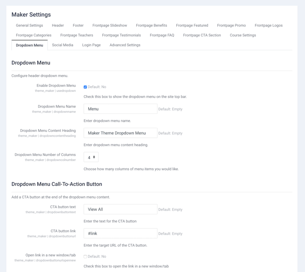 Moodle Theme Maker - New Header Dropdown Menu - eLearning Themes