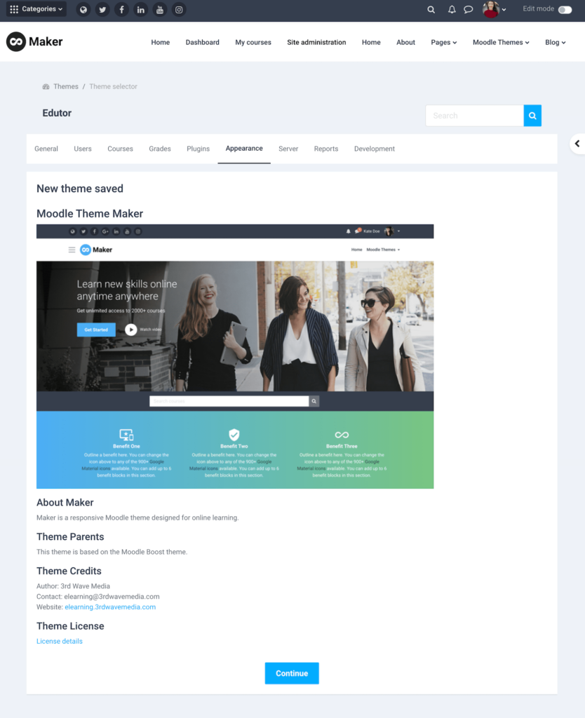 How to install a new Moodle theme in Moodle 4.x