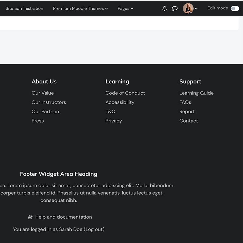 Moodle Theme Edutor – How to add footer menu - eLearning Themes