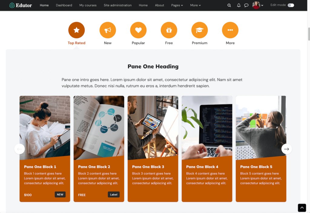 Moodle Theme Edutor - How To Configure And Customise The Frontpage ...