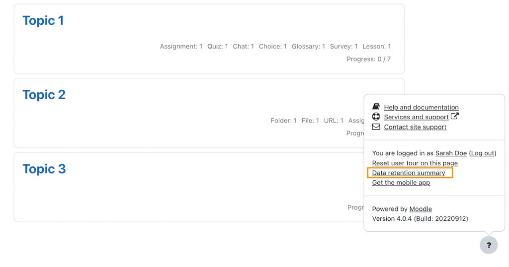How To Remove The Data Retention Summary Link From Your Moodle Site - eLearning Themes