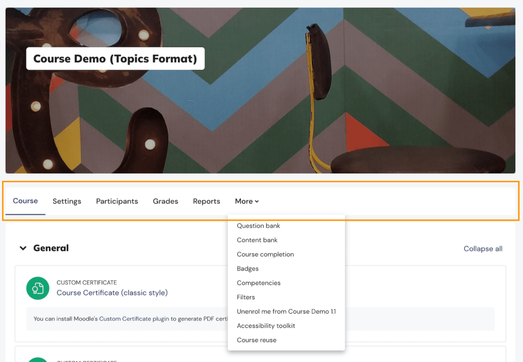 How to Hide The Tabbed Secondary Menu From Students In A Specific Moodle 4.x Course - eLearning ...