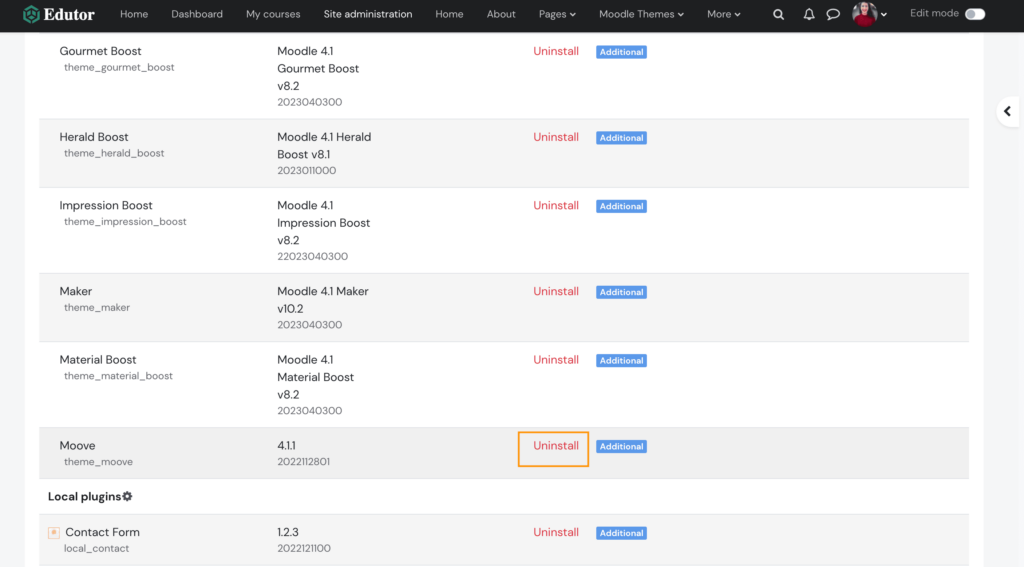 How To Uninstall A Moodle Theme Or Plugin in Moodle 5 & 4.x - eLearning Themes