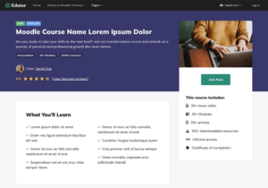 Edutor – Moodle 5.x Theme for Universities & Corporate Training