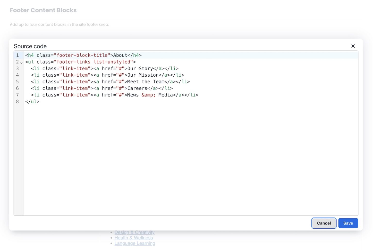How to Add Footer Menus in Lumo Moodle Theme