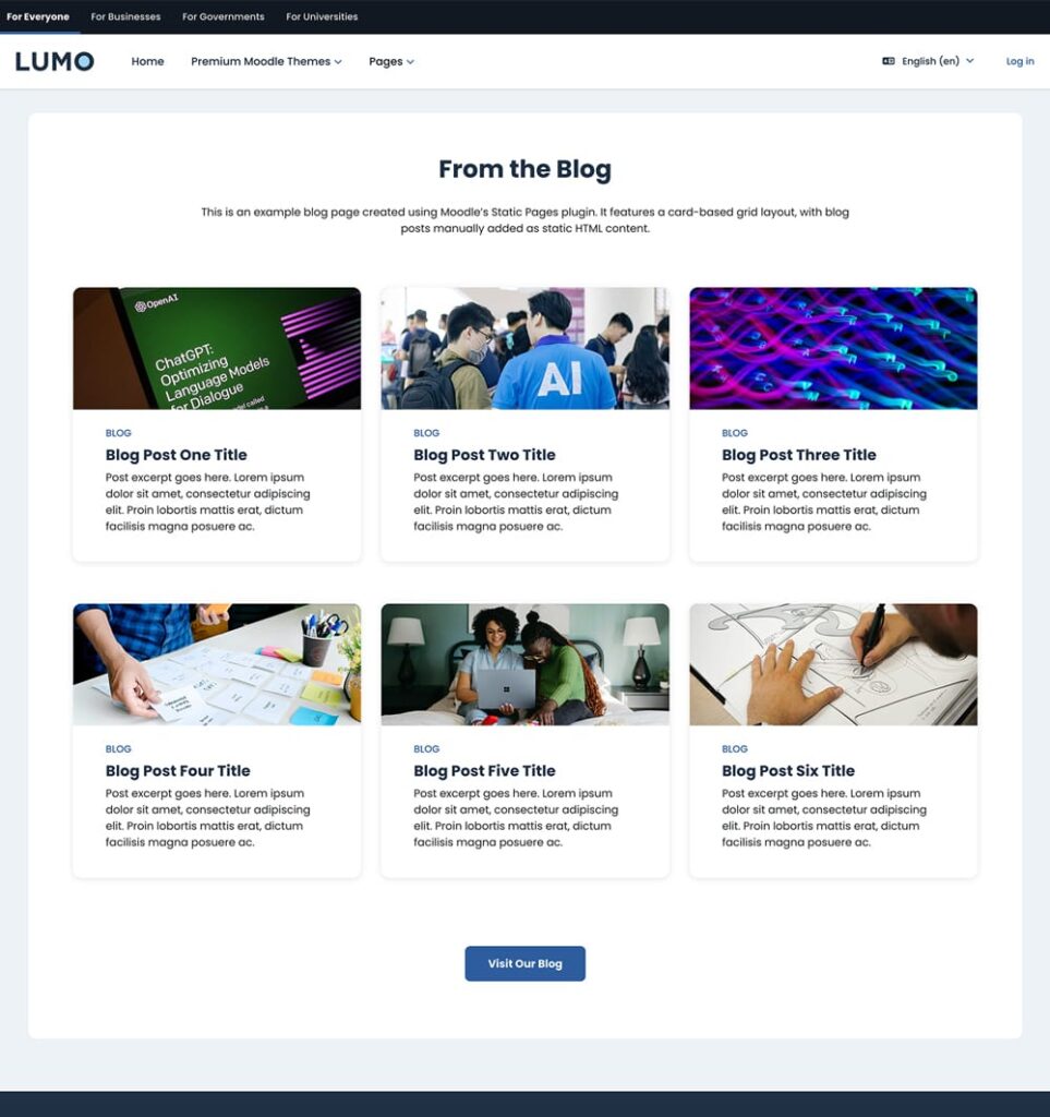 Lumo – Modern Moodle 5 Theme | For Universities, Businesses & Government