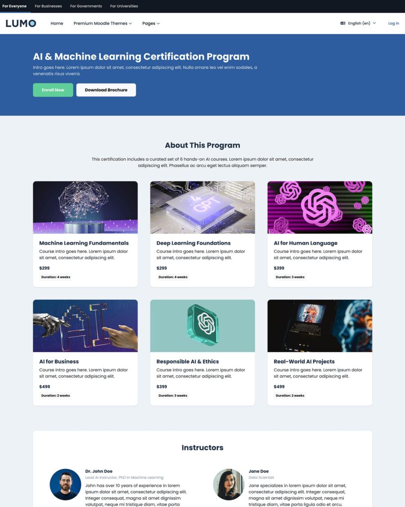 How to Add a Course Catalog Page in Moodle (Free Template + Guide)